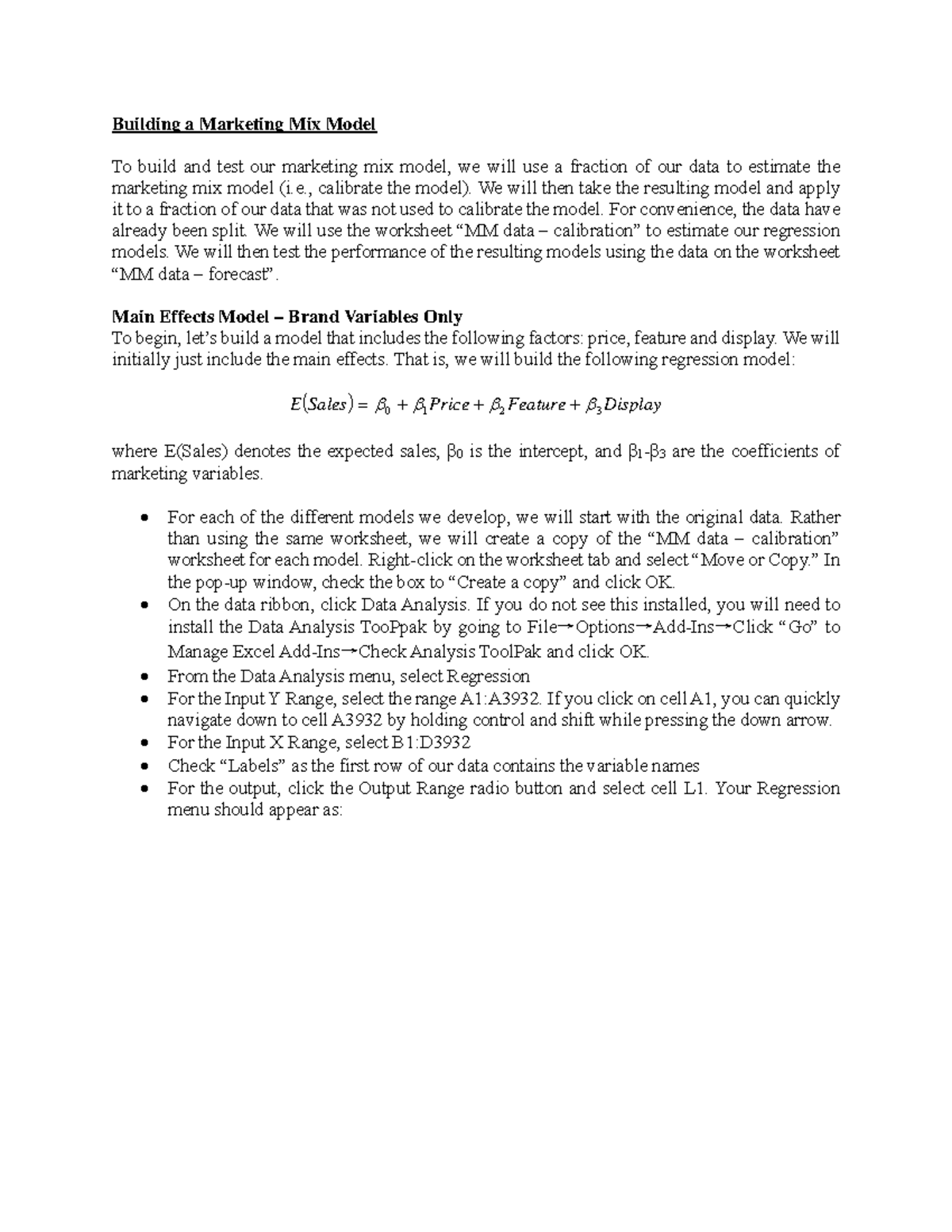 Course 3: Building a Marketing Mix Model Analysis Guide - Studocu