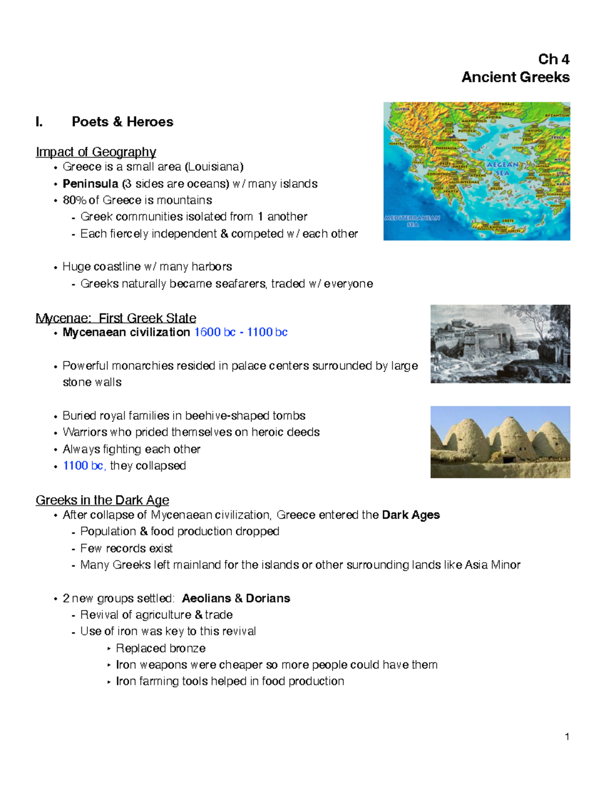 Notes- Ch 4 - Uuu - Ch 4 Ancient Greeks I. Poets & Heroes Impact of ...