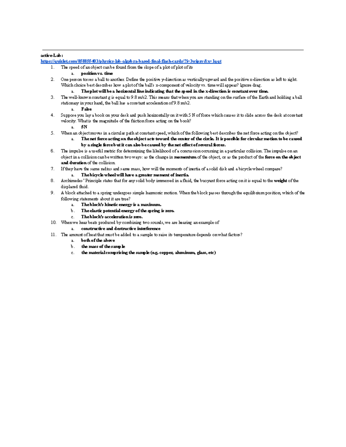 Physics 1 Lab Final Review Notes: Key Concepts and Insights - Studocu