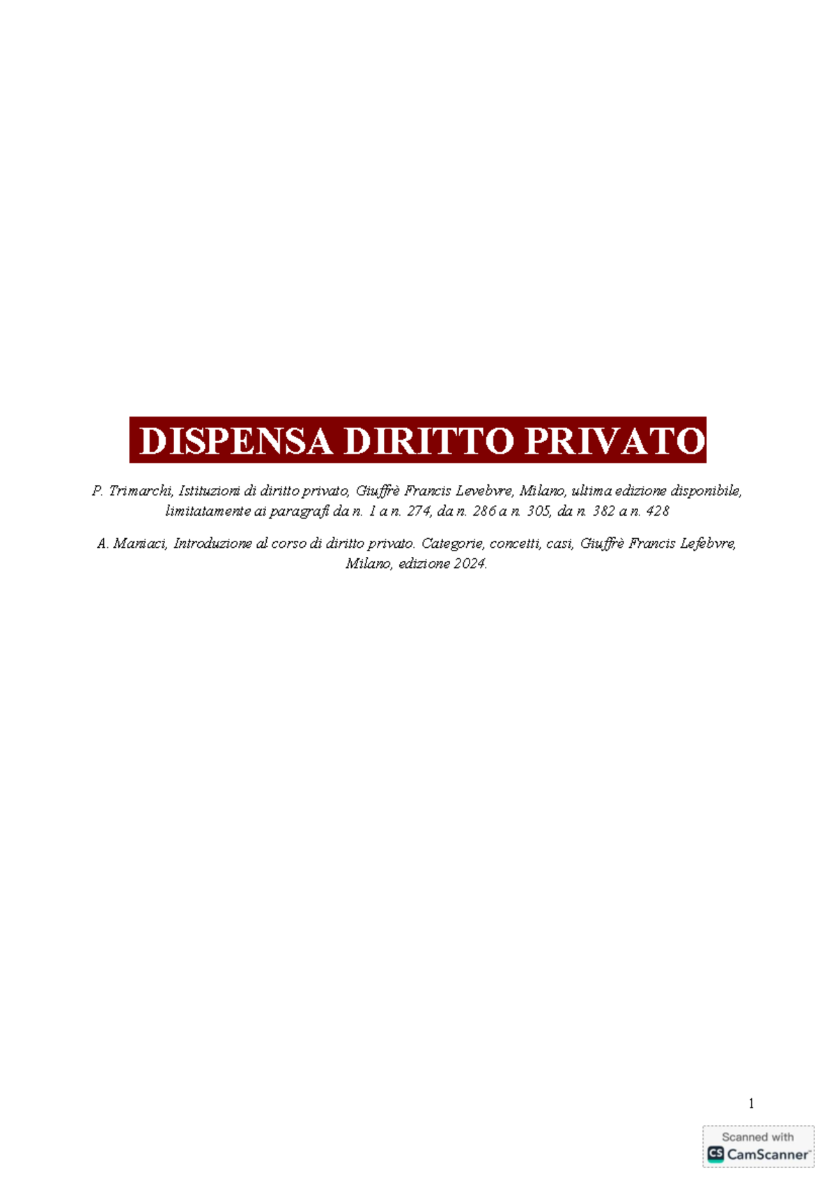 Dispensa Diritto Privato - Introduzione e Fonti - Studocu