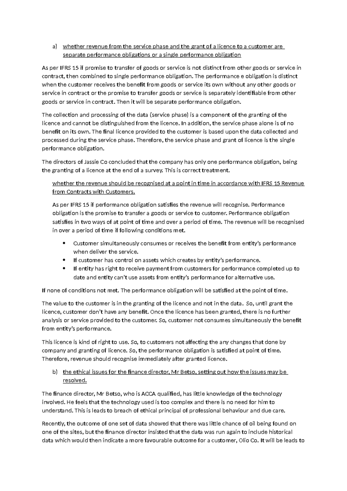 24 Jassie Co. Performance Obligations & Ethical Issues in Revenue ...