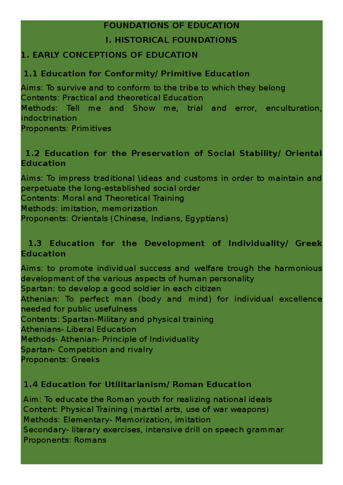 Foundations of Education: Historical and Philosophical Overview - Studocu