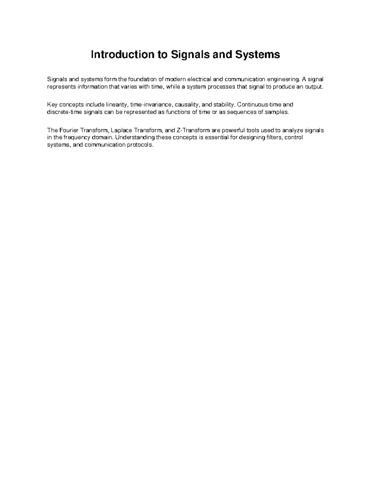 Introduction to Signals and Systems - Introduction to Signals and ...