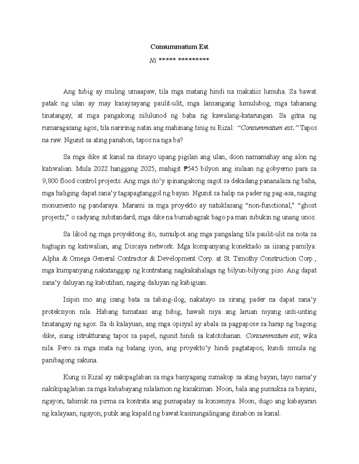FW SF Flood Control Projects: Isang Pagsusuri sa Katiwalian at Baha ...