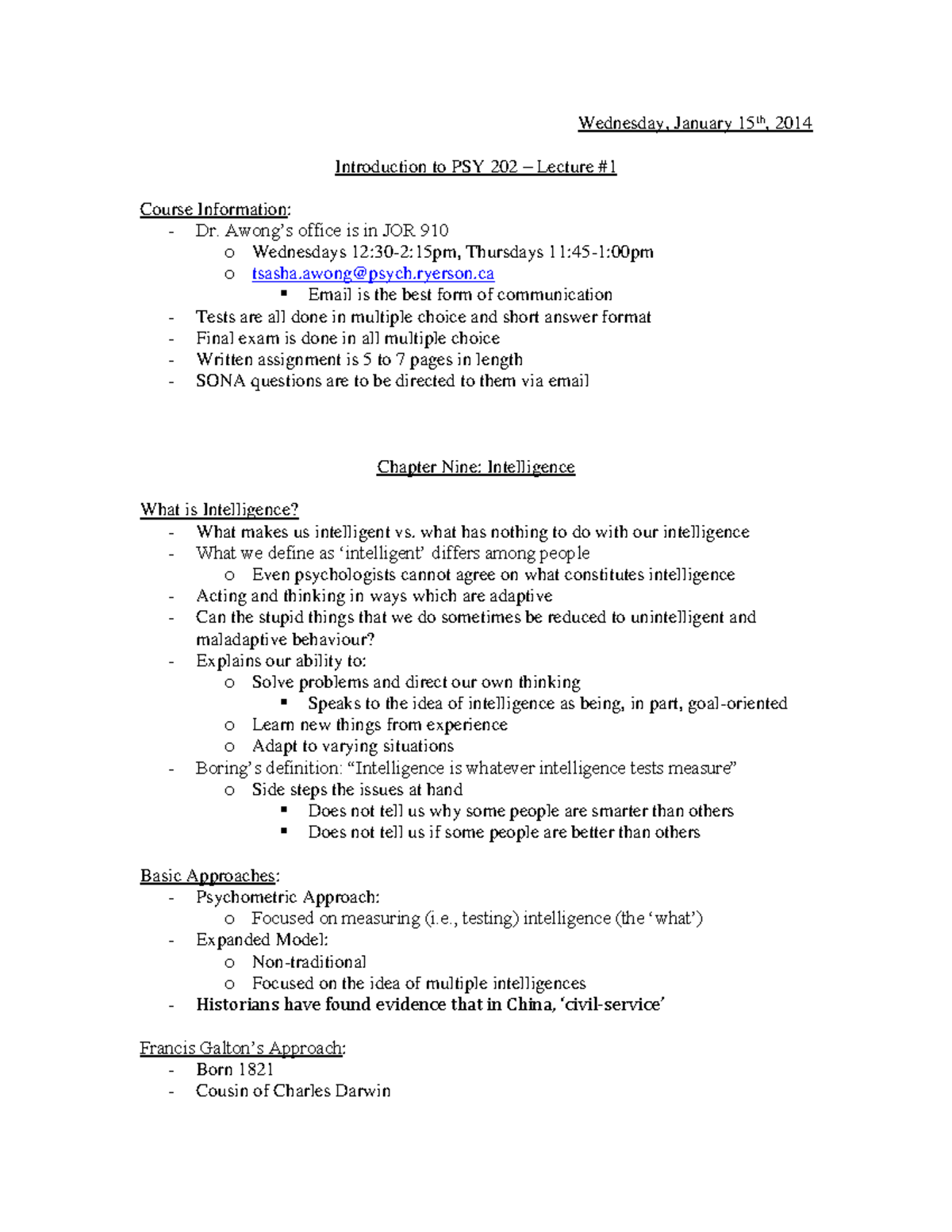 Introduction to Psychology Introduction to Psychology II - Lecture ...