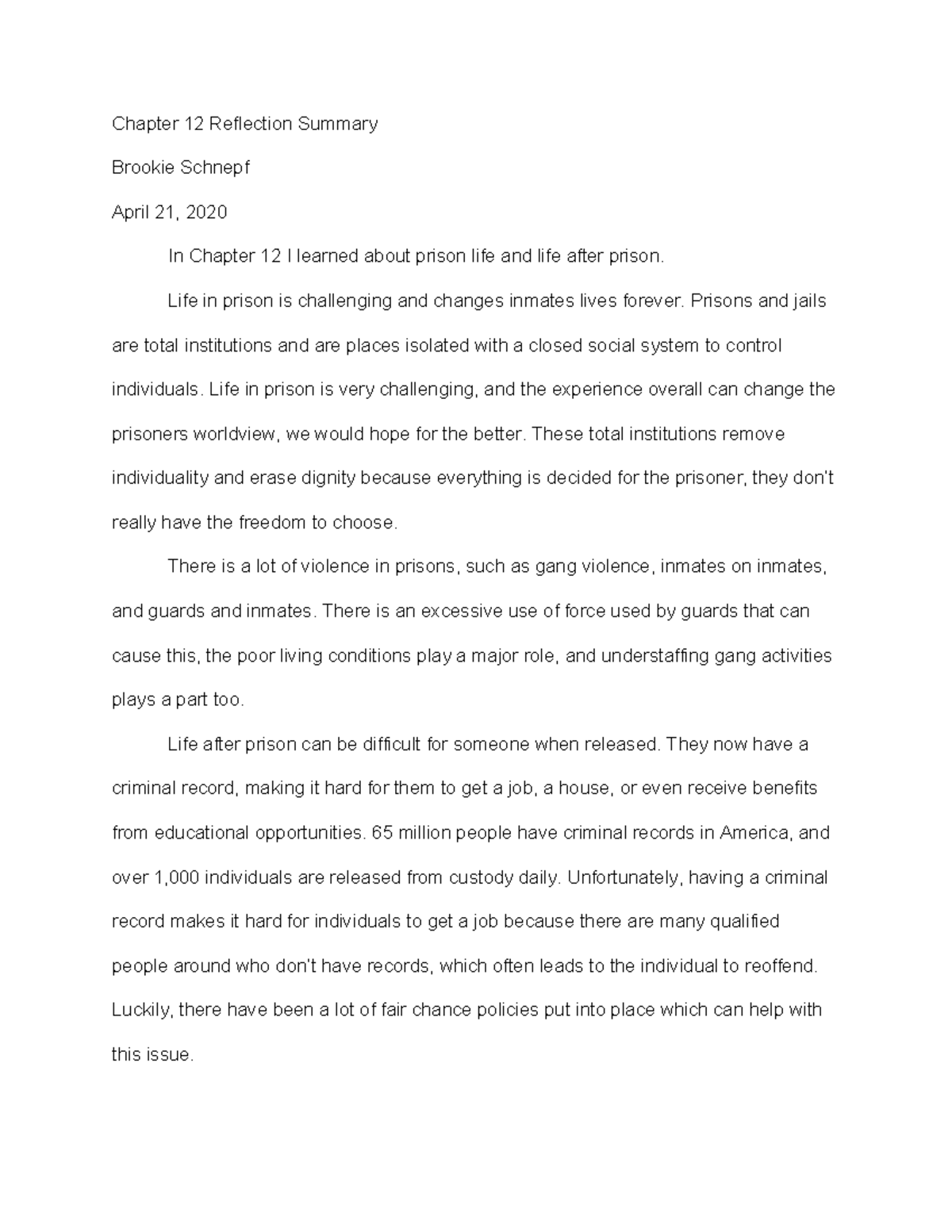 Chapter 12 Reflection Summary - Chapter 12 Reflection Summary Brookie ...