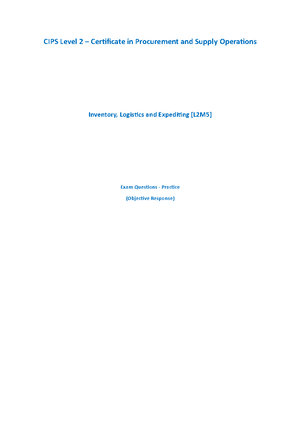 Sample Questions L4 Module 2 - Leading global excellence in procurement ...