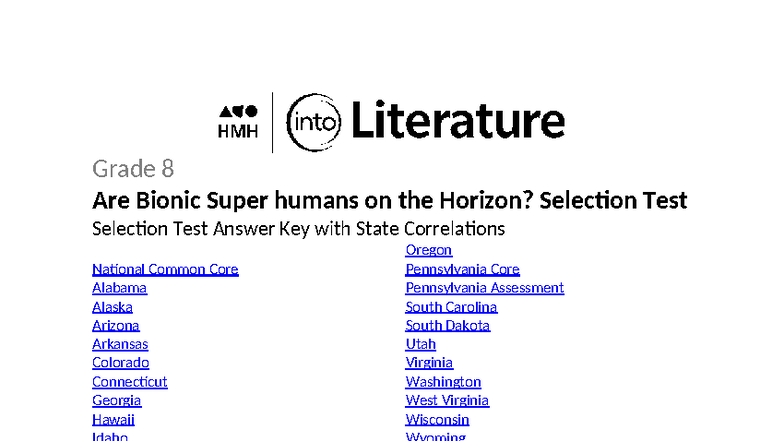 Grade 8 Selection Test: Are Bionic Superhumans on the Horizon? - Studocu