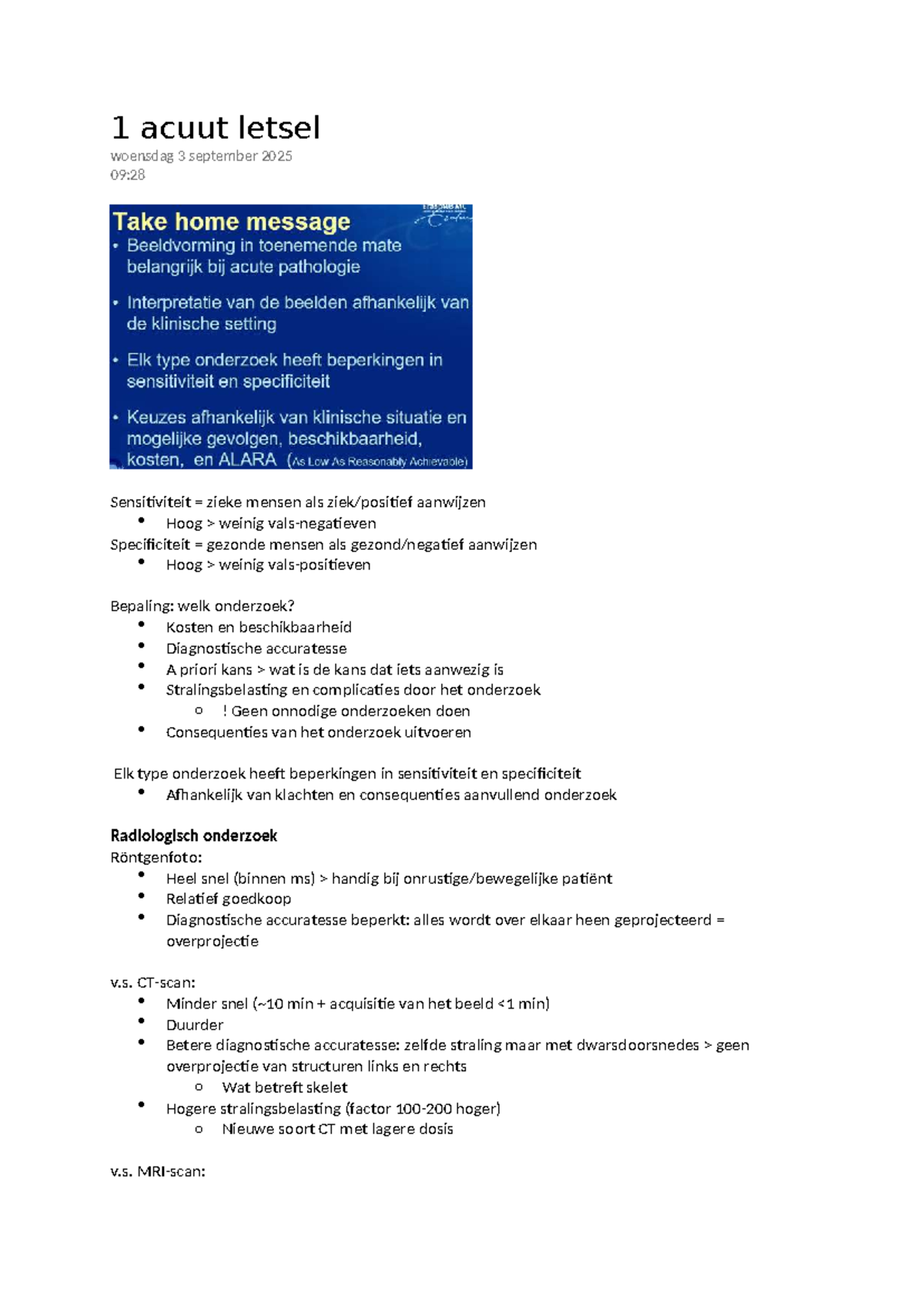 1 Acute Letsel - HC1: Diagnostische Accuratesse en Onderzoeksmethoden ...