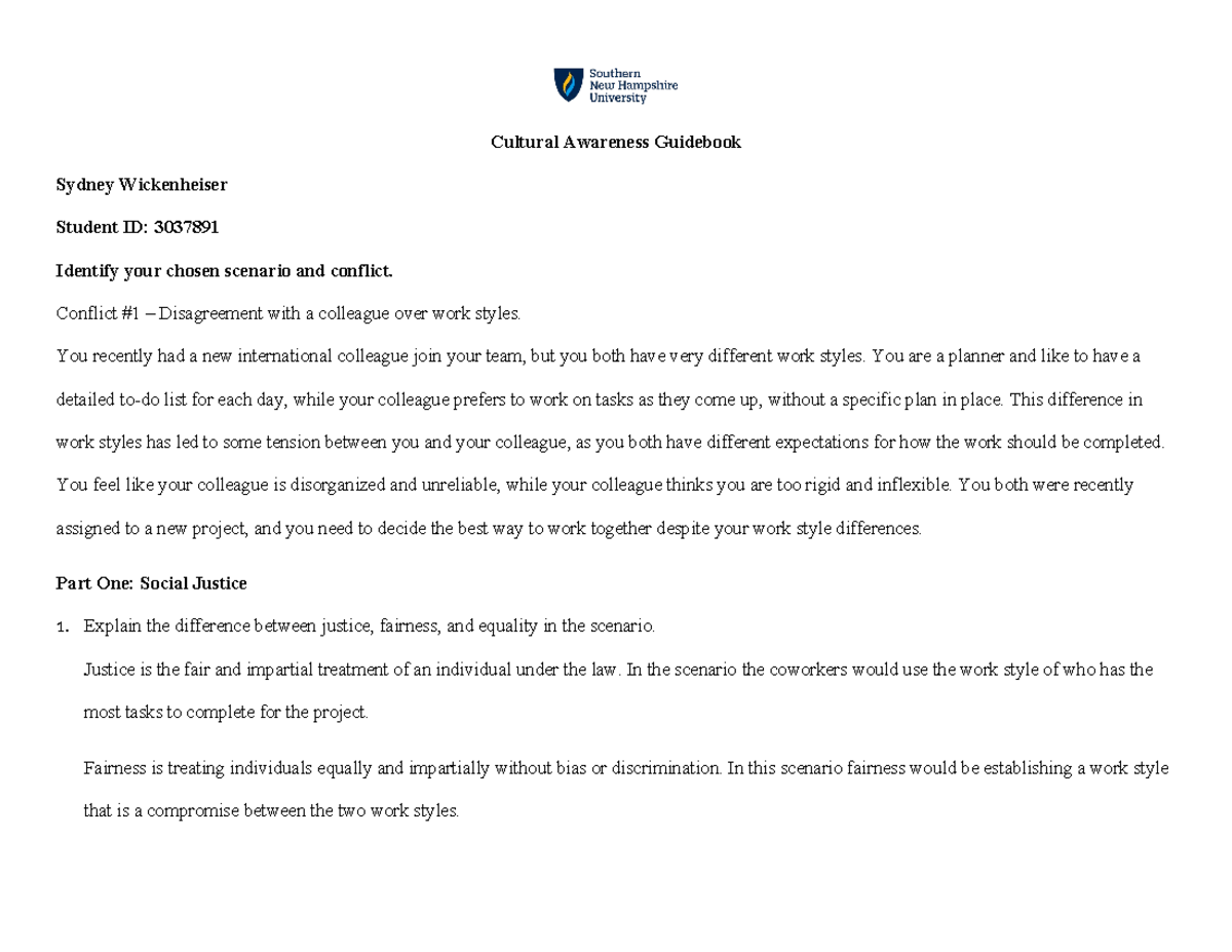 Cultural Conflict Resolution Strategies - Final Project Guide (CWS 101 ...