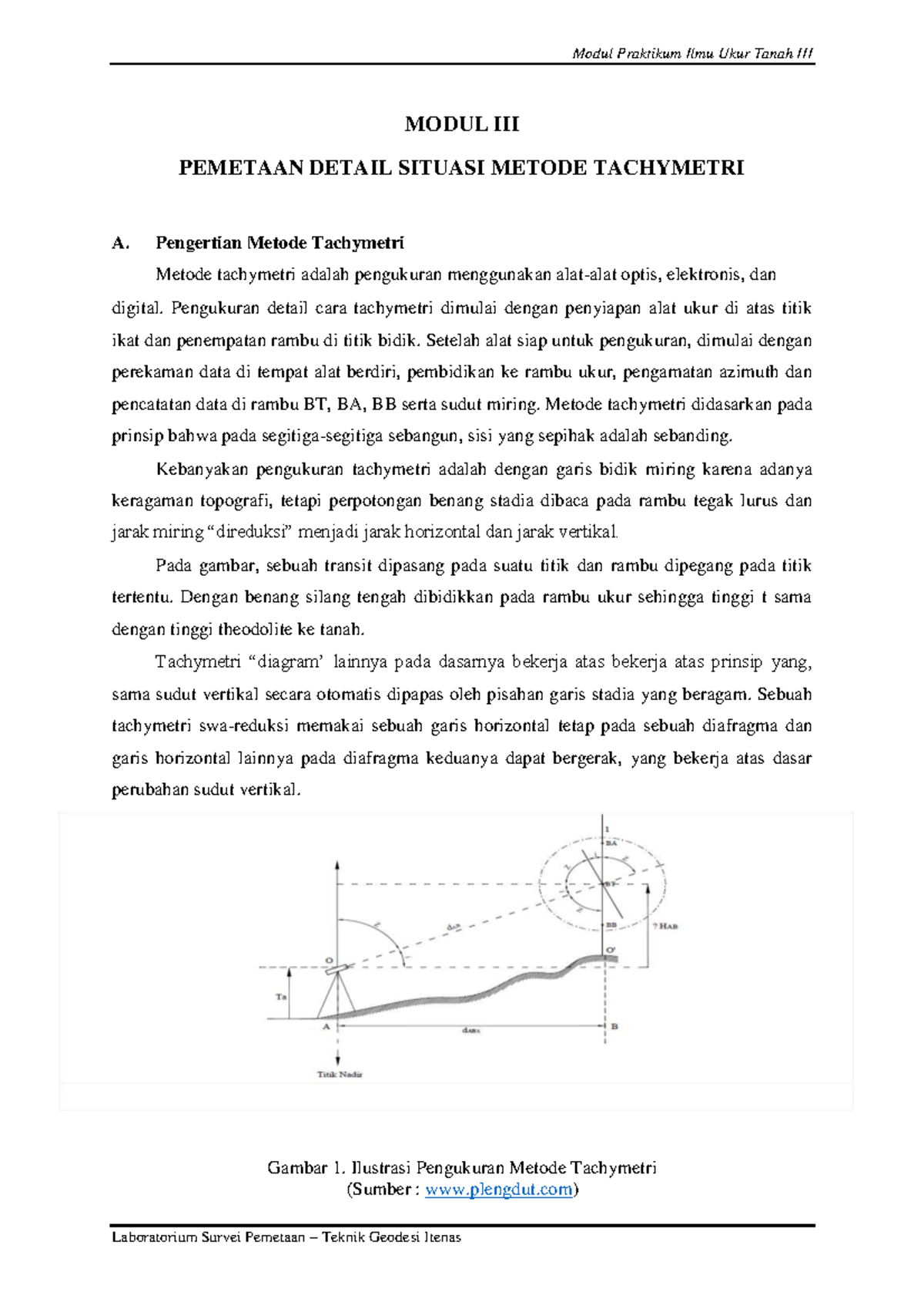 3. Modul III - Rangkuman Metode Tachymetri untuk Pemetaan Detail - Studocu