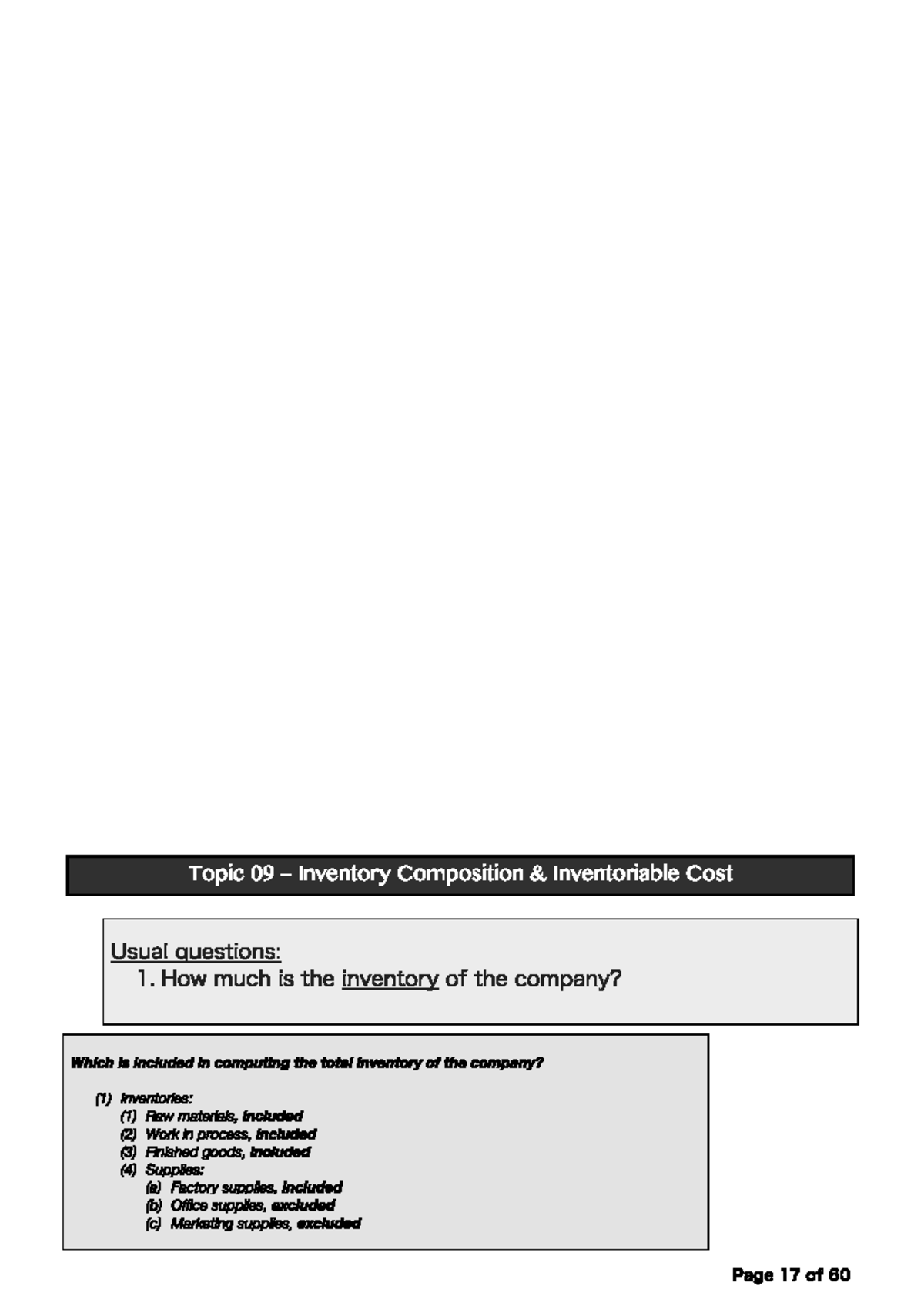 Topic 09: Inventory Composition & Inventoriable Costs Notes - Studocu