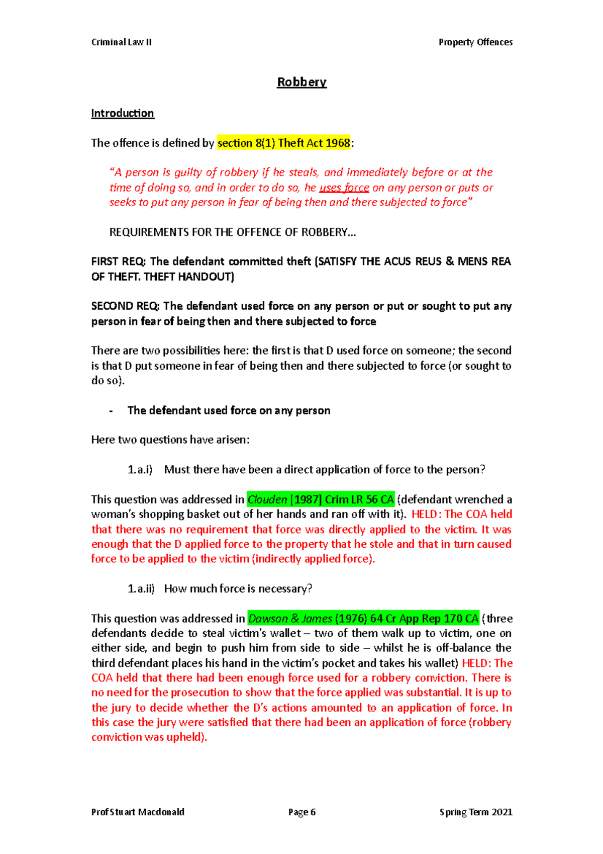 Robbery, burglary, fraud and criminal damage handout - Robbery ...