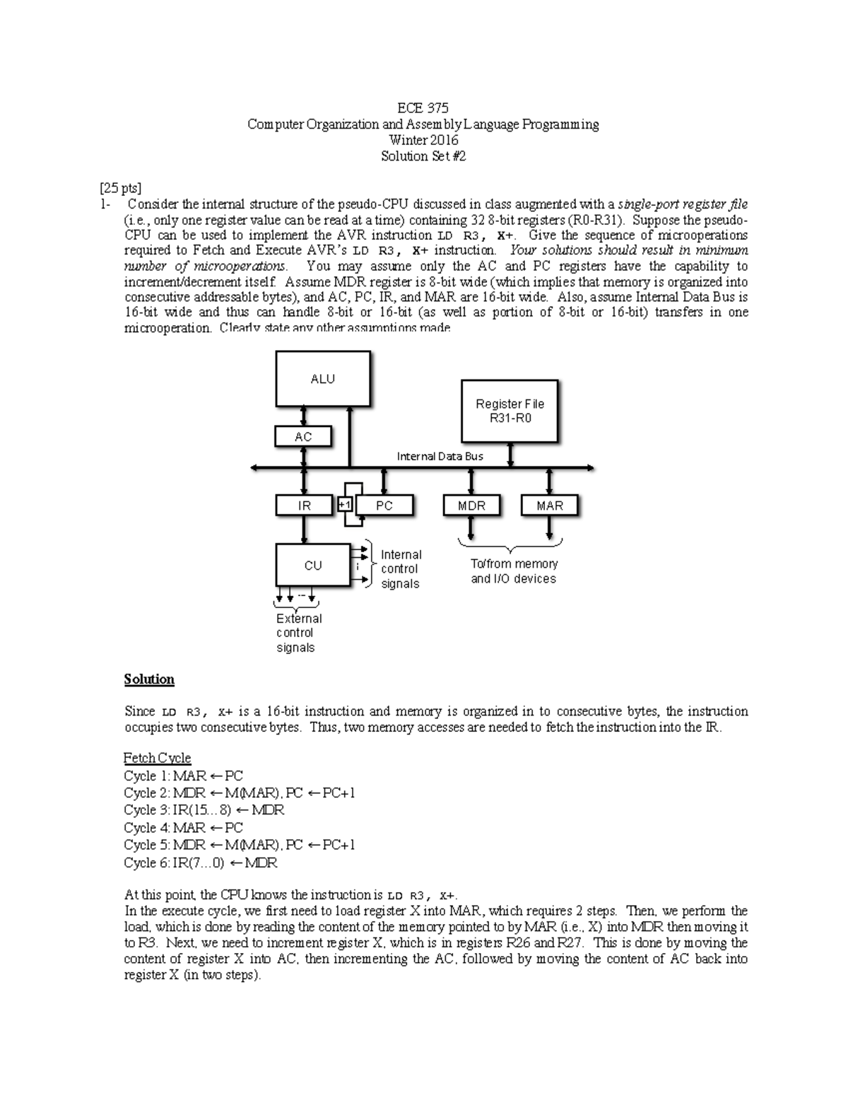 HW 2 Solution Prof. Ben Lee - ECE 375 Computer Organization and ...