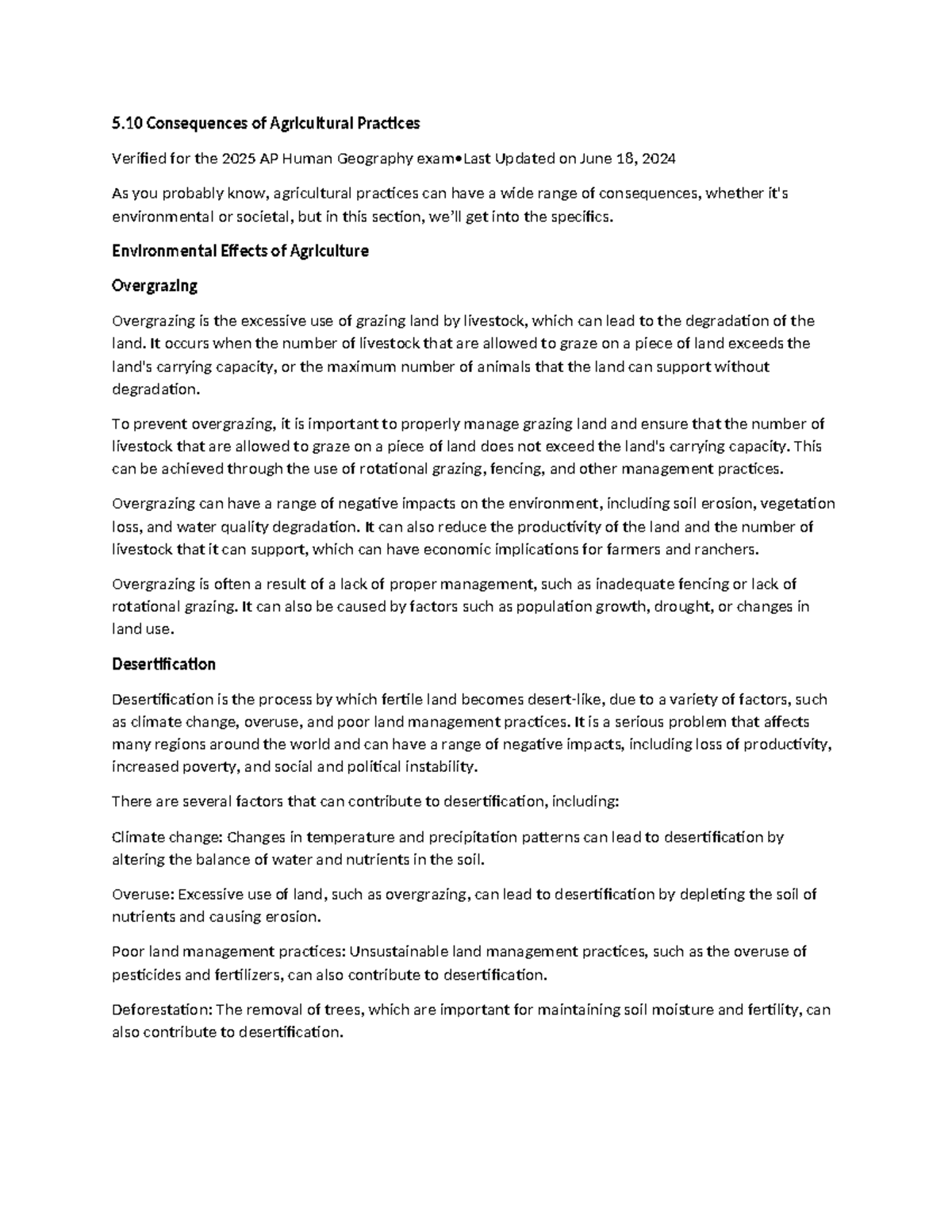 AP Human Geography: Environmental & Societal Consequences of ...
