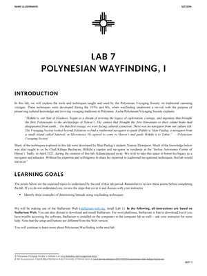AST 201 Lab #10 Polynesian Wayfinding - Name: ATTENDANCE: 1PT LAB 10 ...