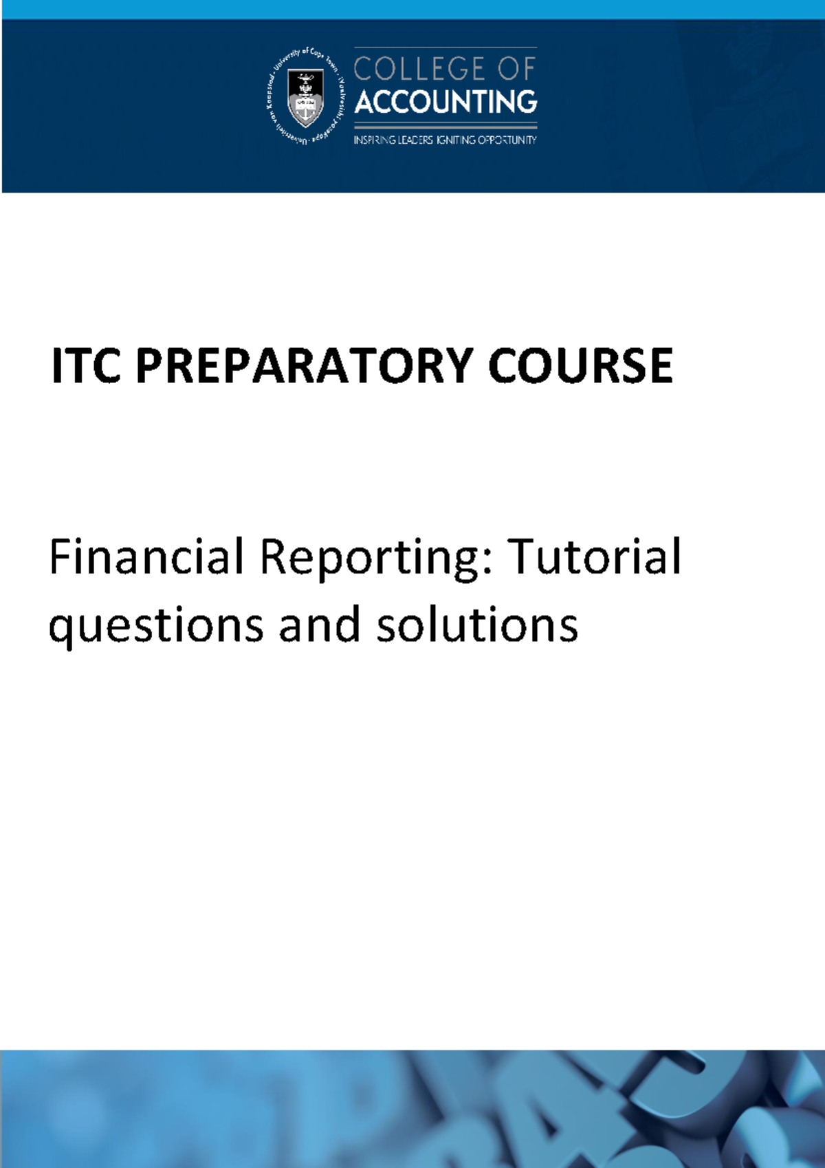 BK1 part2 FR Tuts - Tutorial - ITC PREPARATORY COURSE Financial ...
