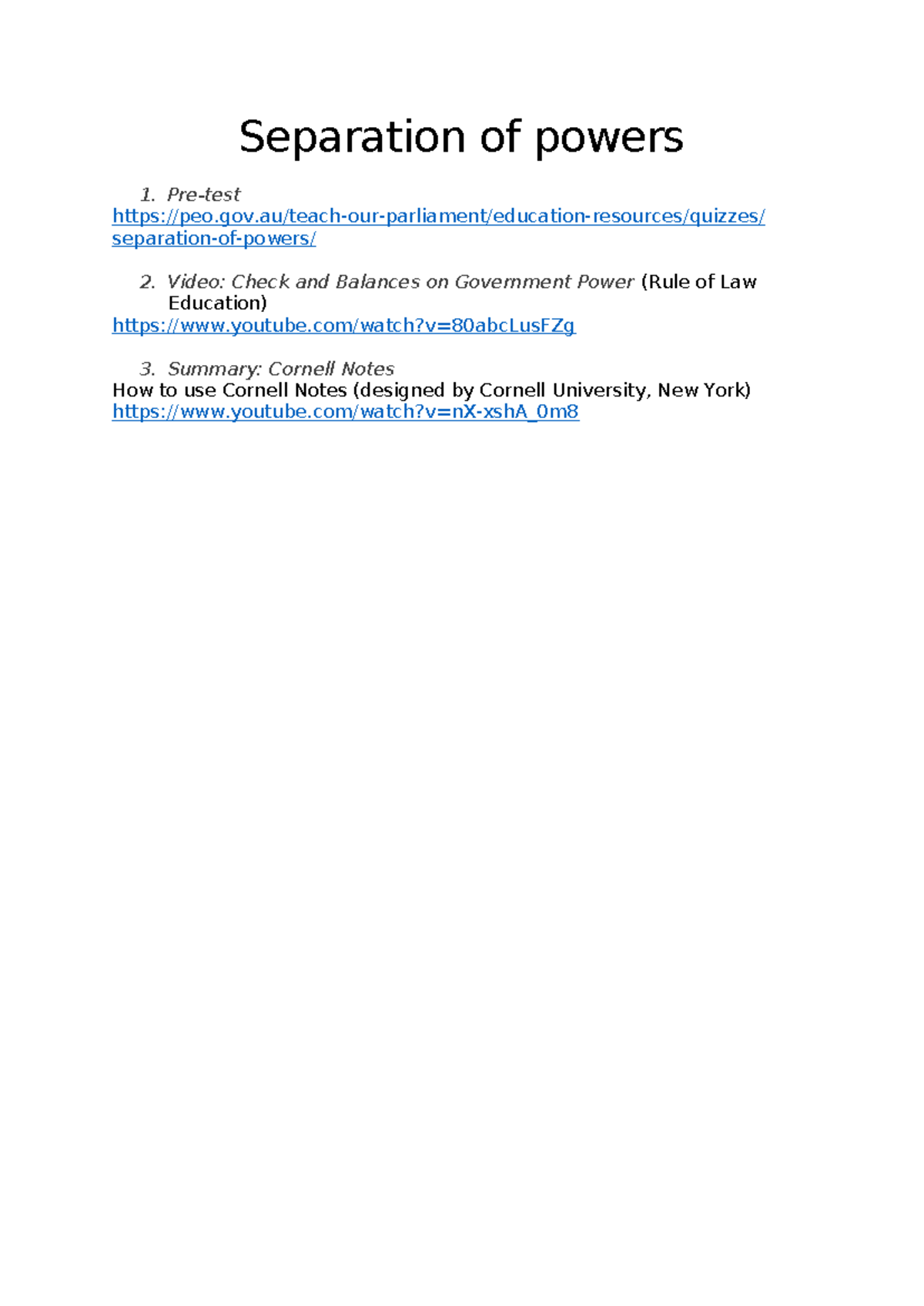 Separation of Powers: Checks and Balances Overview (4.26) - Studocu