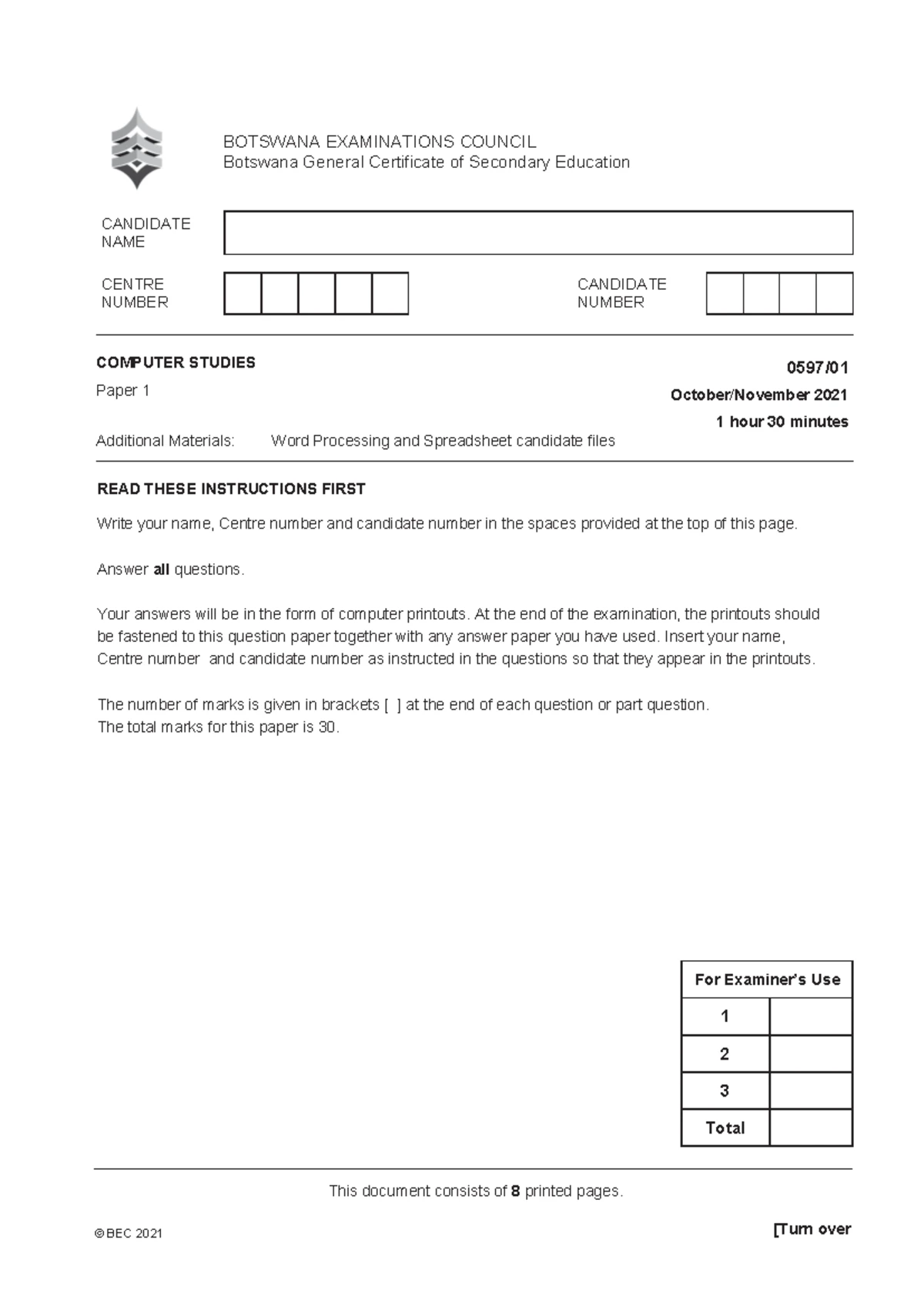 2018 KCSE KNEC Computer PP1 Marking Schemes - Computer Studies ...