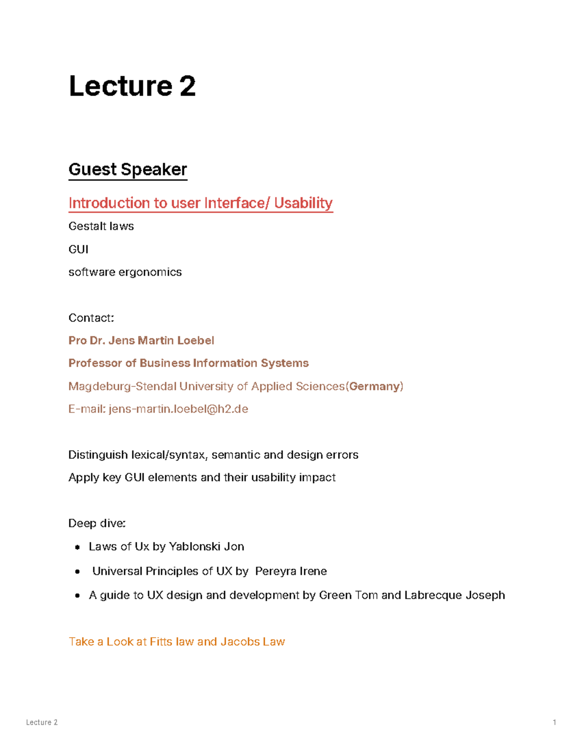 CIDA Lecture 2 notes - Design and user interface - Lecture 2 Guest ...