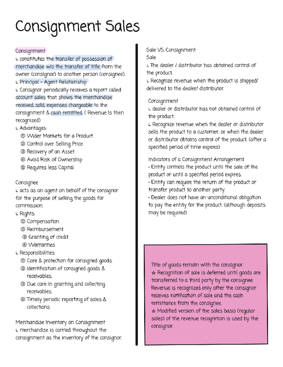 Consignment Sales - Consignment 4 constitutes the transfer of ...