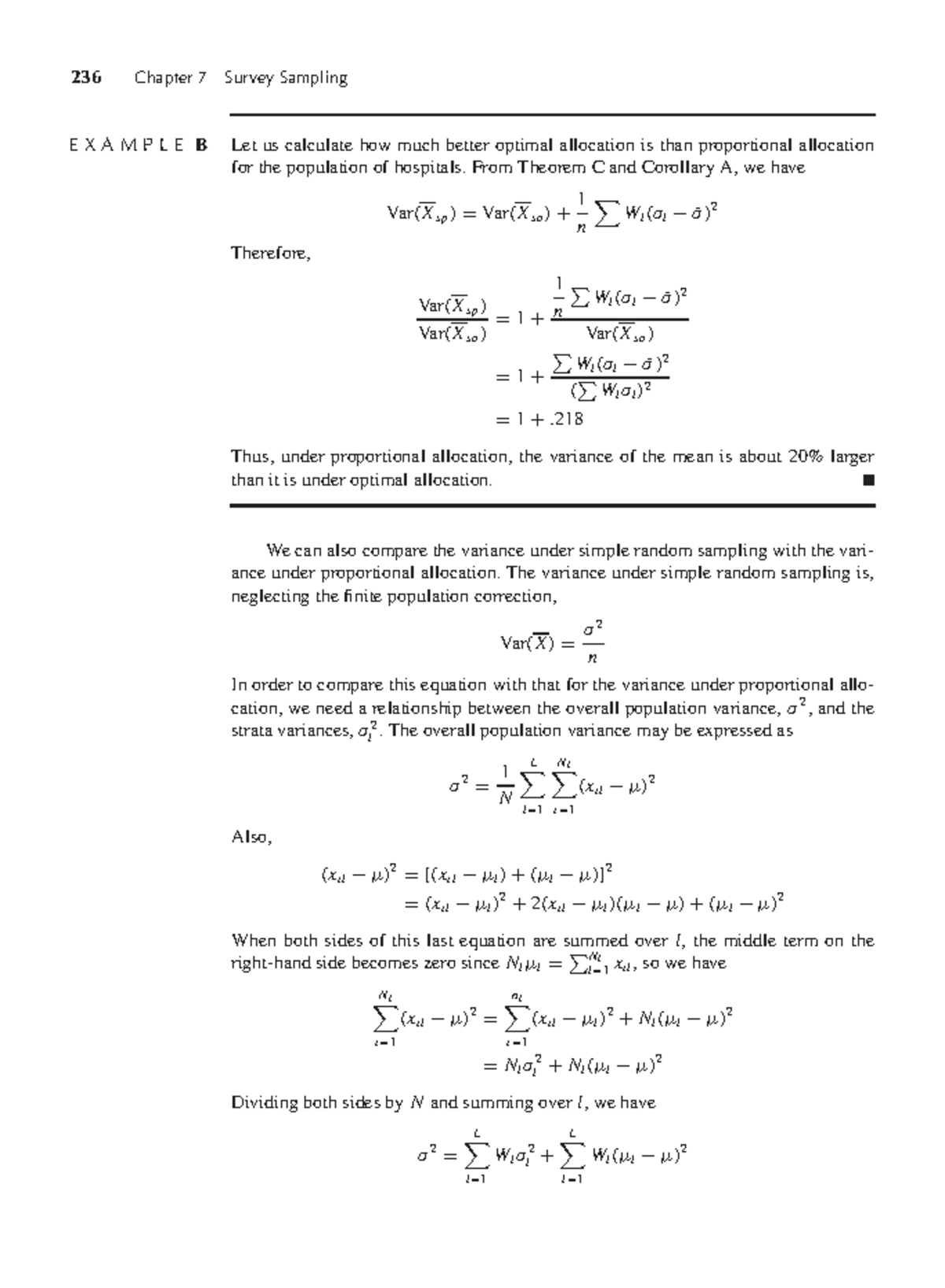 236 Chapter 7: Survey Sampling - Optimal vs Proportional Allocation ...