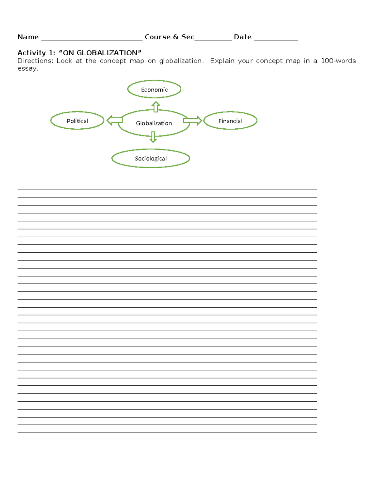 Exercise 1 Globalization - Name ______________________________ Course ...