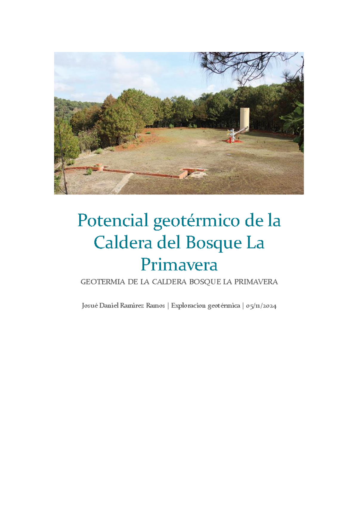 Potencial Geotérmico de la Caldera Coli La Primavera: Estudio ...