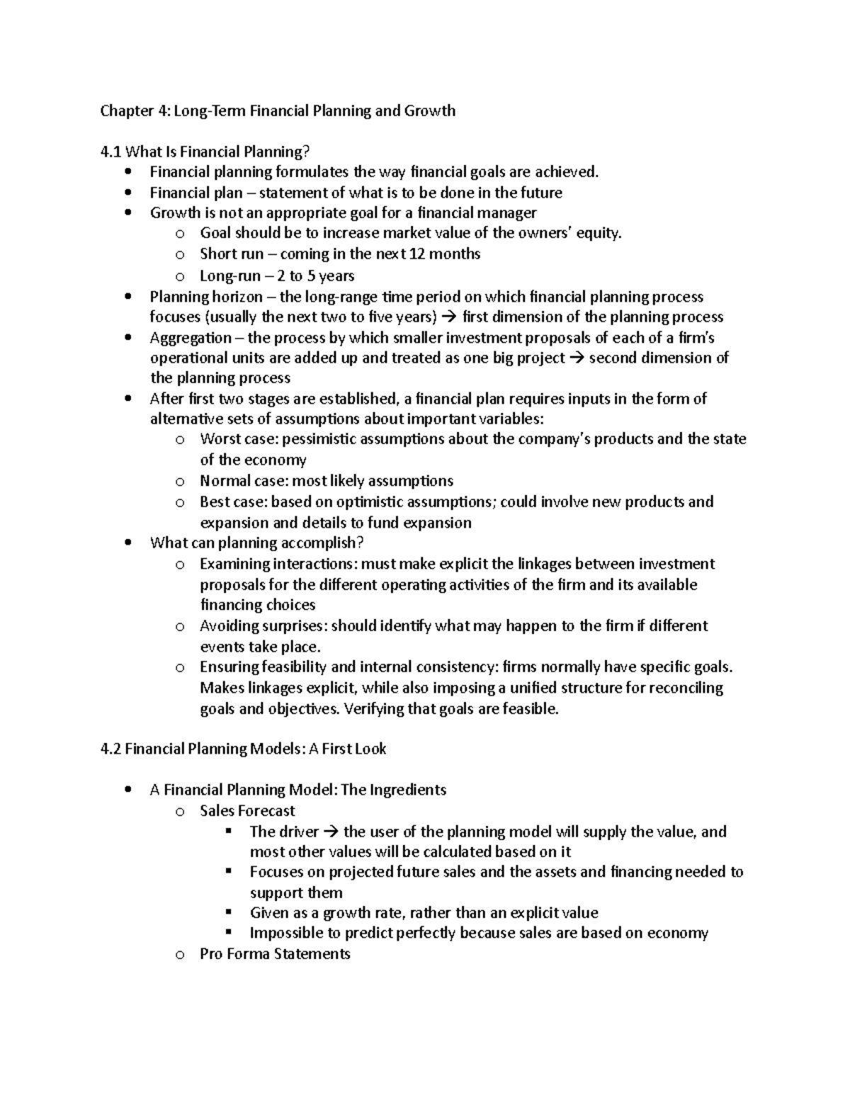 Chapter 4 - Long-Term Financial Planning & Growth Analysis - Studocu