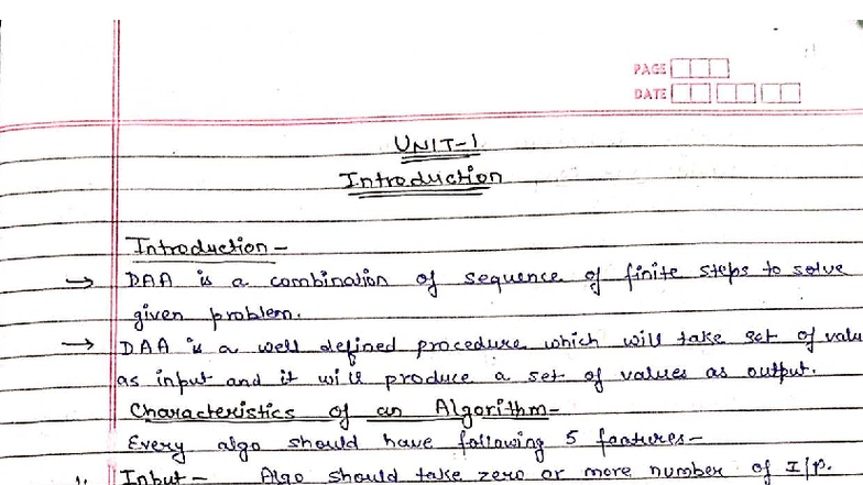 DAA 1 - Algorithm Design and Analysis Notes - Studocu