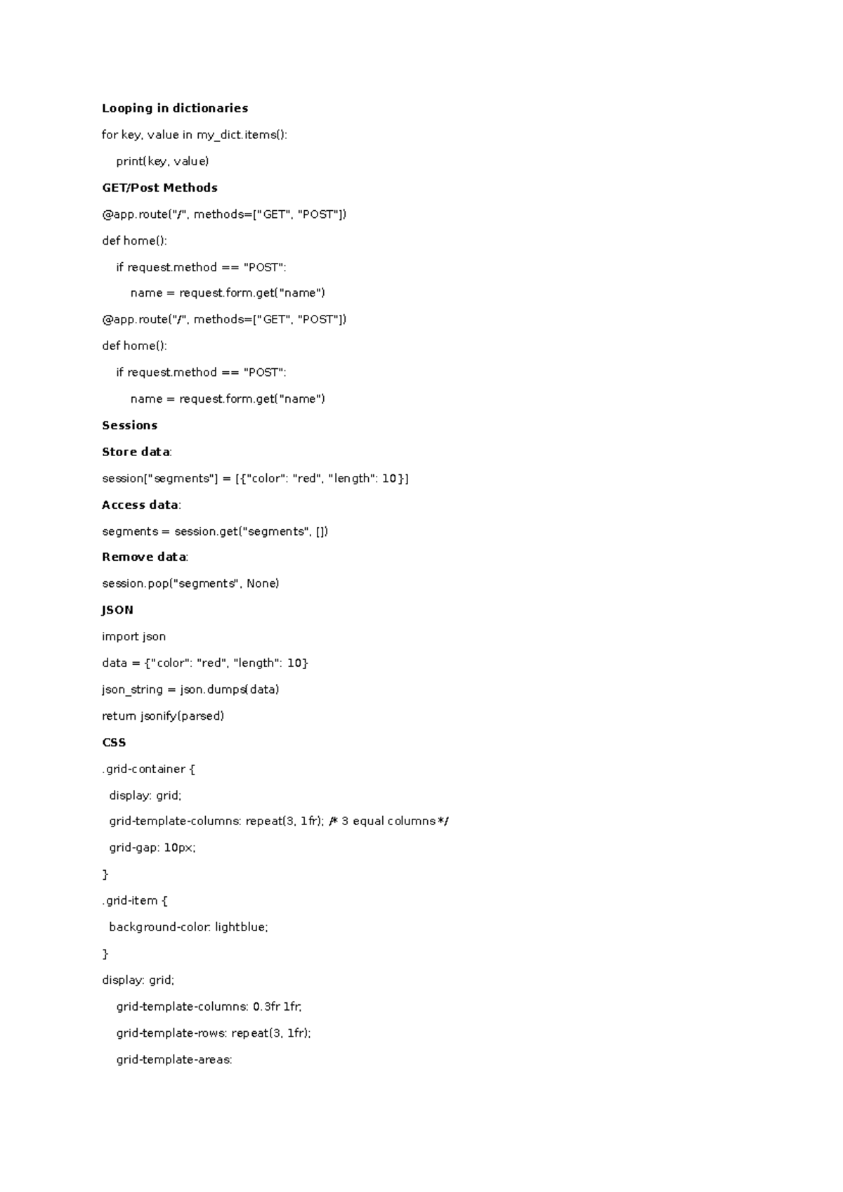 COMP1010: Python Dictionary Looping and Session Management Notes - Studocu