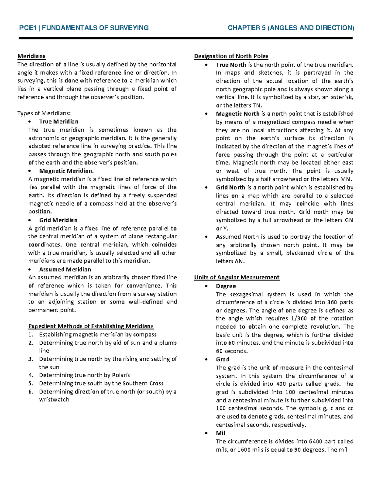 PCE1 Chapter 5 Anglesdirection - PCE1 | FUNDAMENTALS OF SURVEYING ...