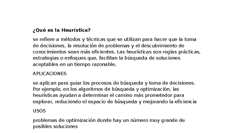 Qué es la Heurística: Conceptos y Aplicaciones en IA - Studocu