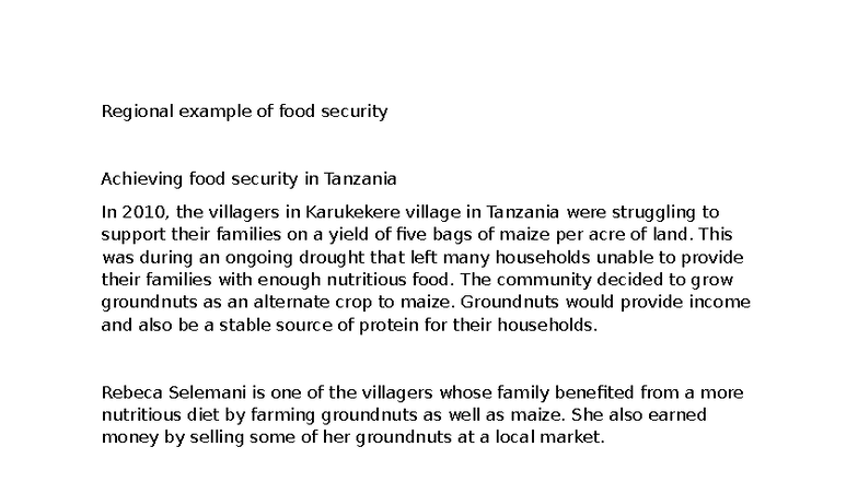 Geo 7777777 - Food Security Case Study: Tanzania's Farming Solutions ...