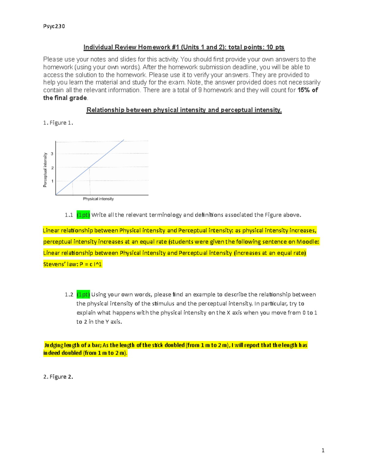 Individual Review Homework #1 answer Key - Individual Review Homework ...