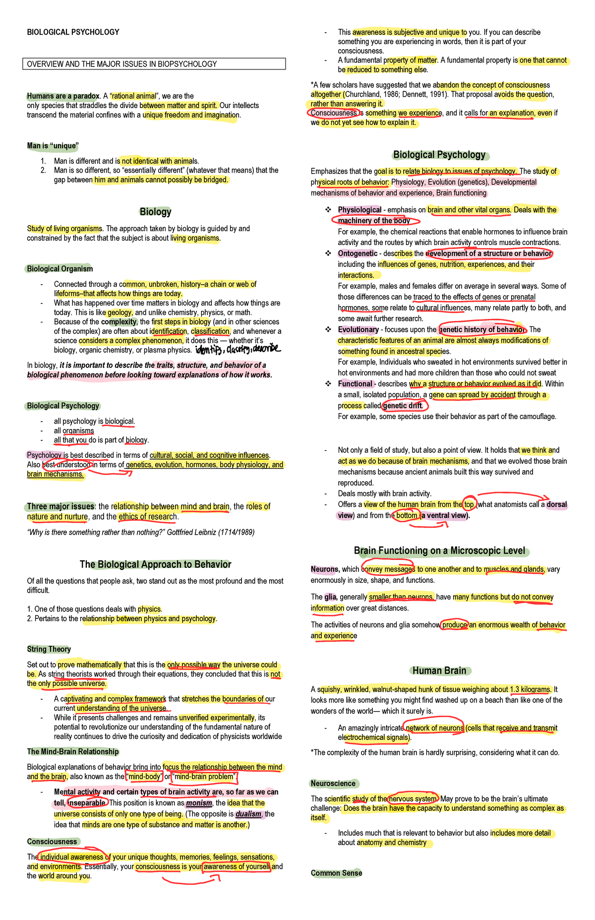 Biological Psychology (PSY 201): Comprehensive Exam Reviewer - Studocu