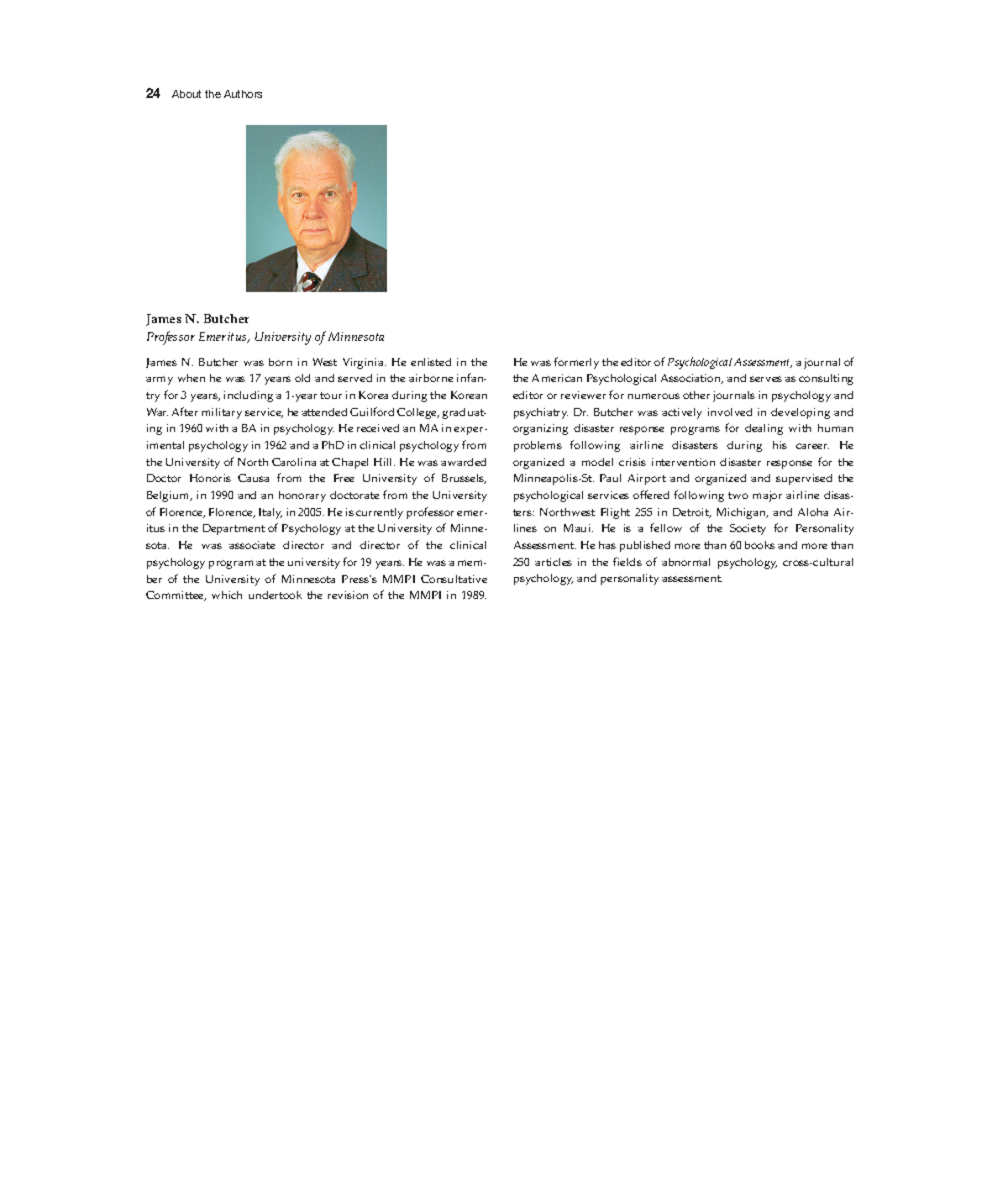 Ch 1 book - book - 24 About the Authors James N. Butcher Professor ...