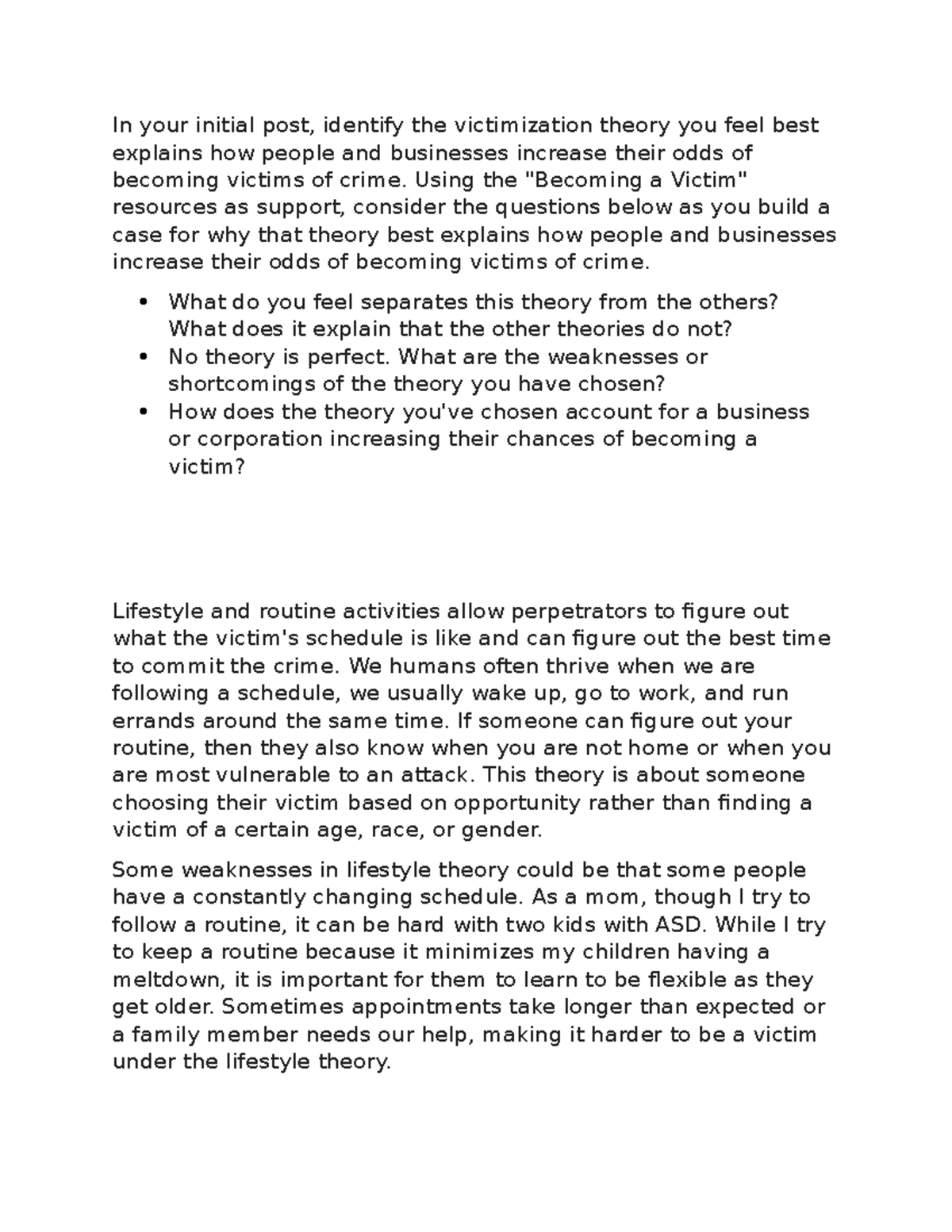 Victimology MOD 2: Analyzing Victimization Theories & Business Risks ...