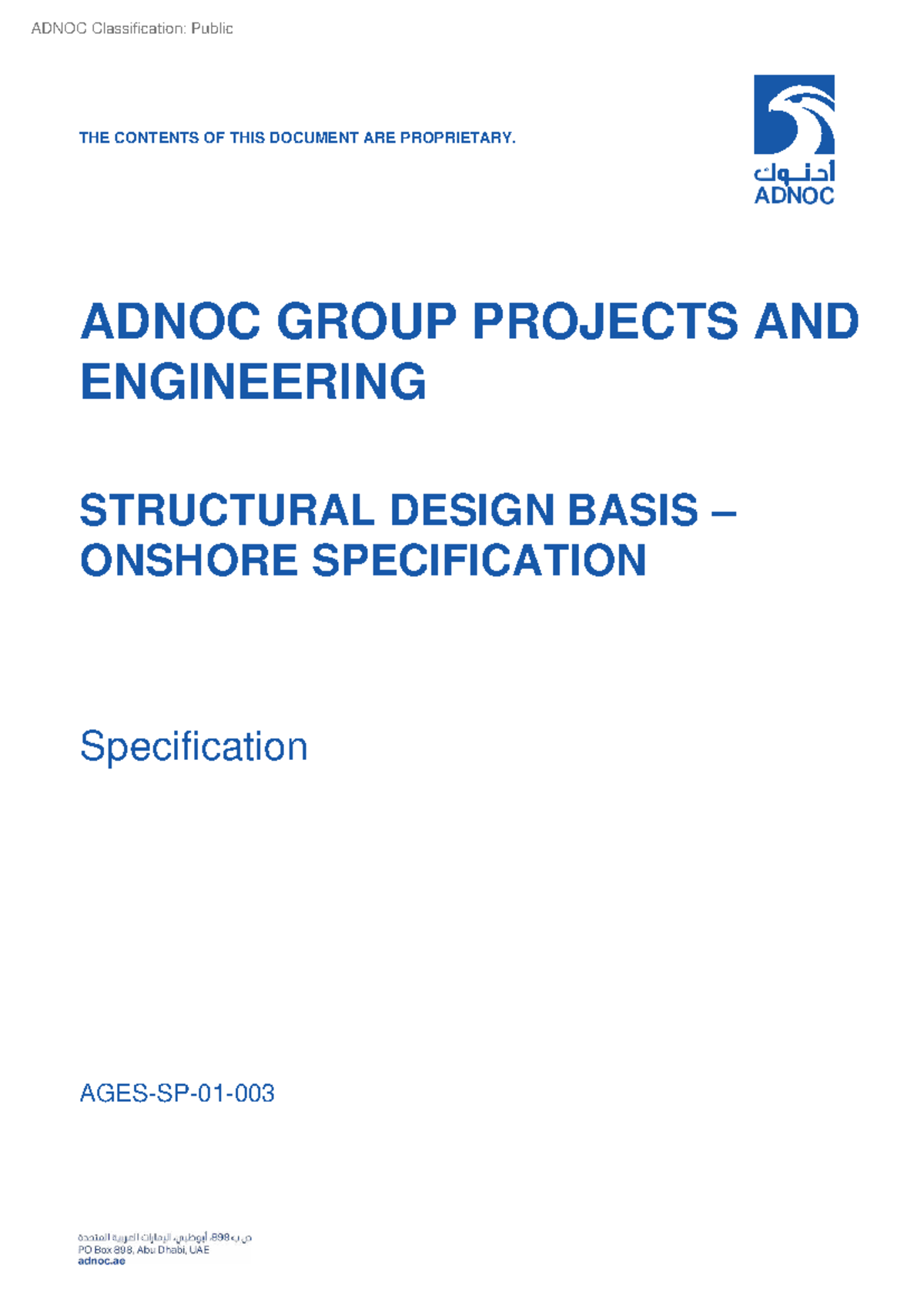 ADNOC Structural Design Basis Onshore Specification Document - Studocu