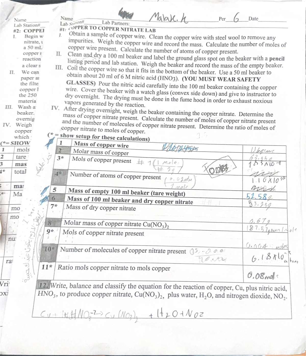 Copper Lab Assent: Copper Reactions and Calculations (Lab 183) - Studocu