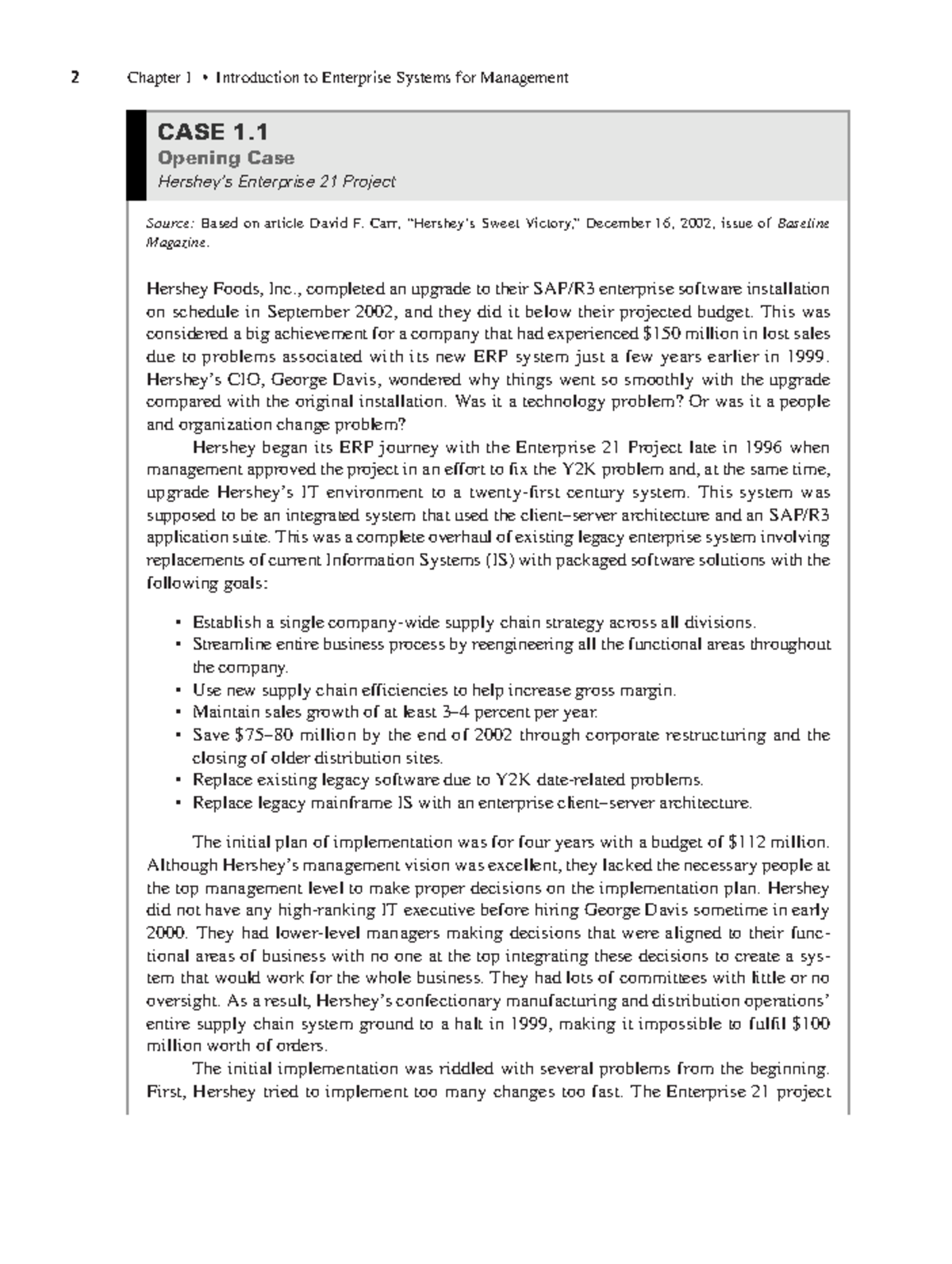 HERSHEY'S ENTERPRISE 21 PROJECT: A CASE STUDY ANALYSIS - Studocu