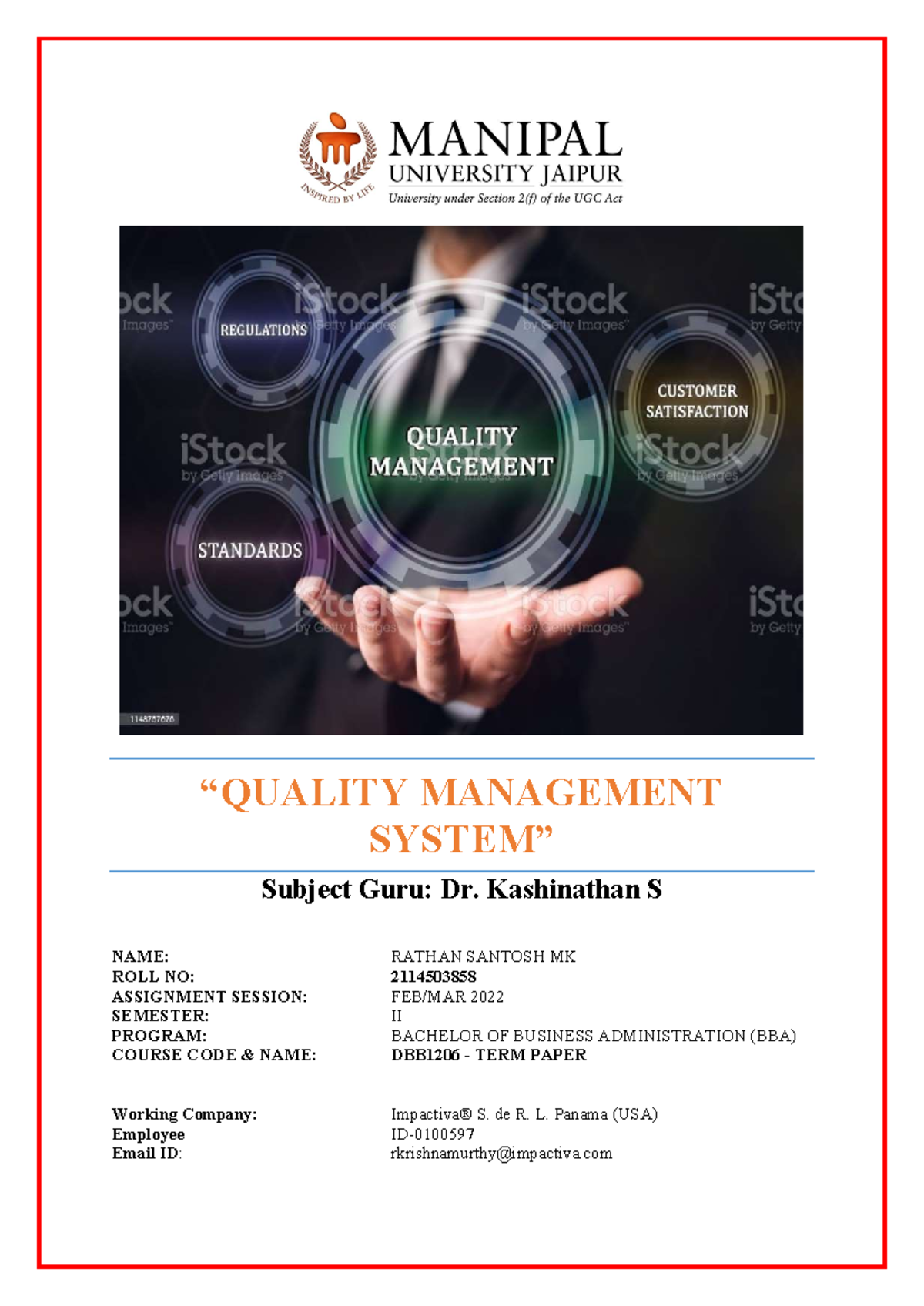 BBA DBB1206 Term Paper: Quality Management in Leather Industry - Studocu