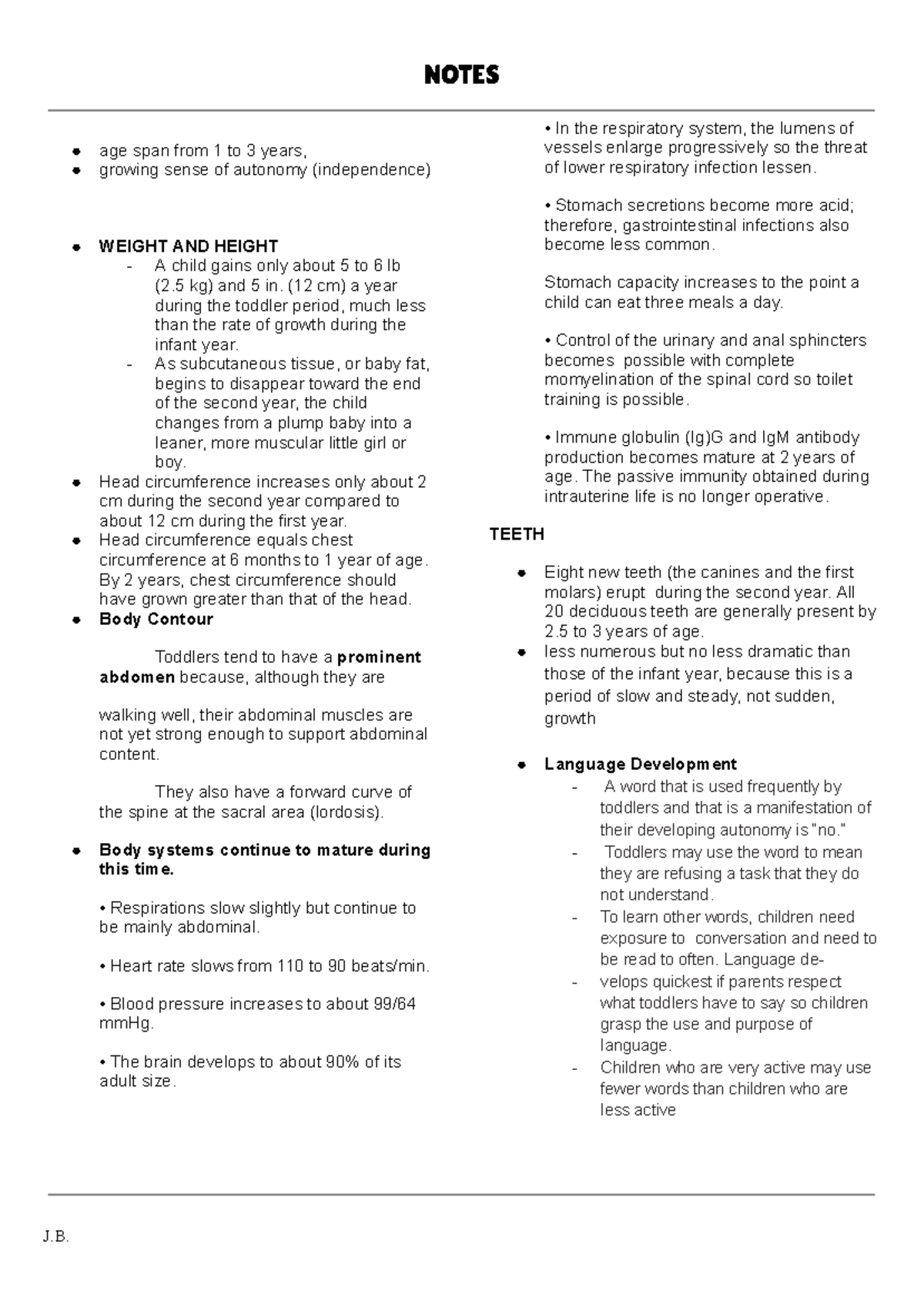Notes on Toddler Development (1-3 Years) - Autonomy & Growth - Studocu