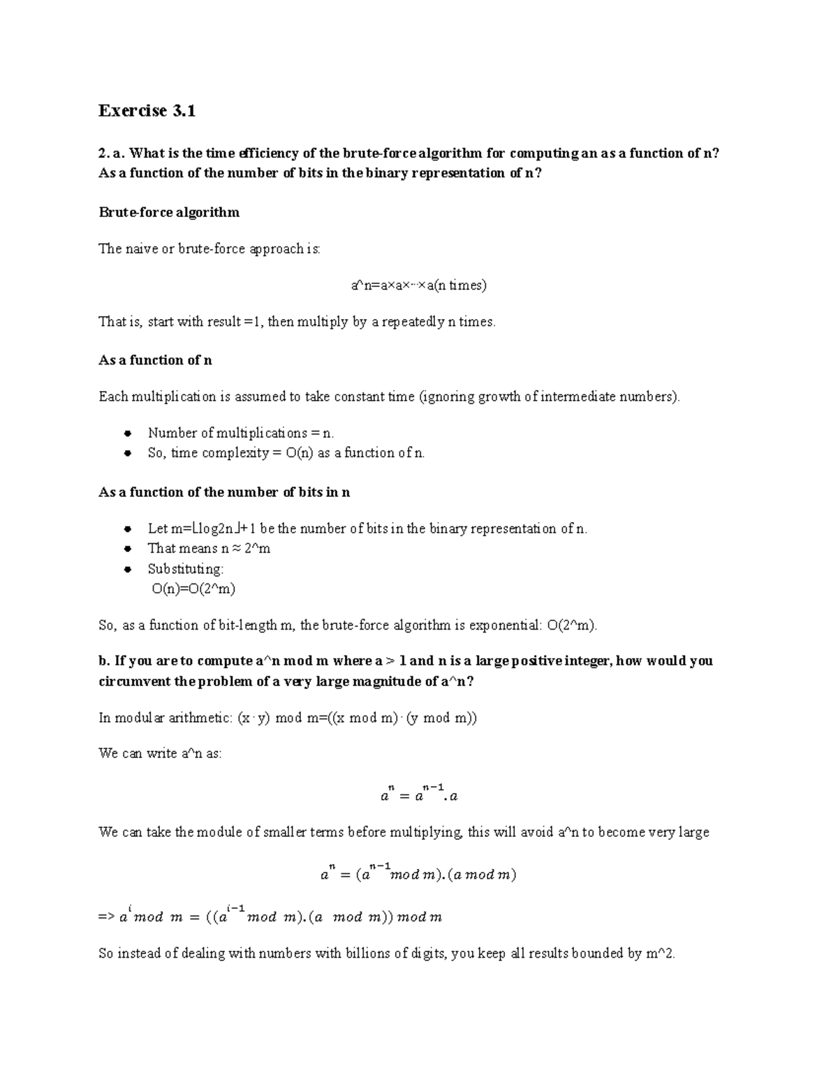Exercise 3.1 & 3.2 Algorithm Efficiency Analysis - CS101 Agenda 4 Solutions - Studocu