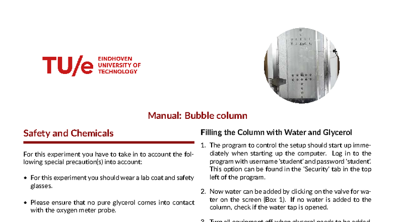 Manual: Bubble Column Setup and Safety Procedures for Chem 101 ...