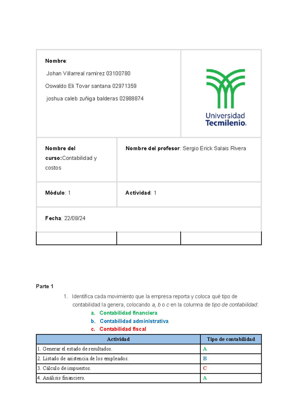 Act1Conta - homework - Nombre: Johan Villarreal ramírez 03100780 ...