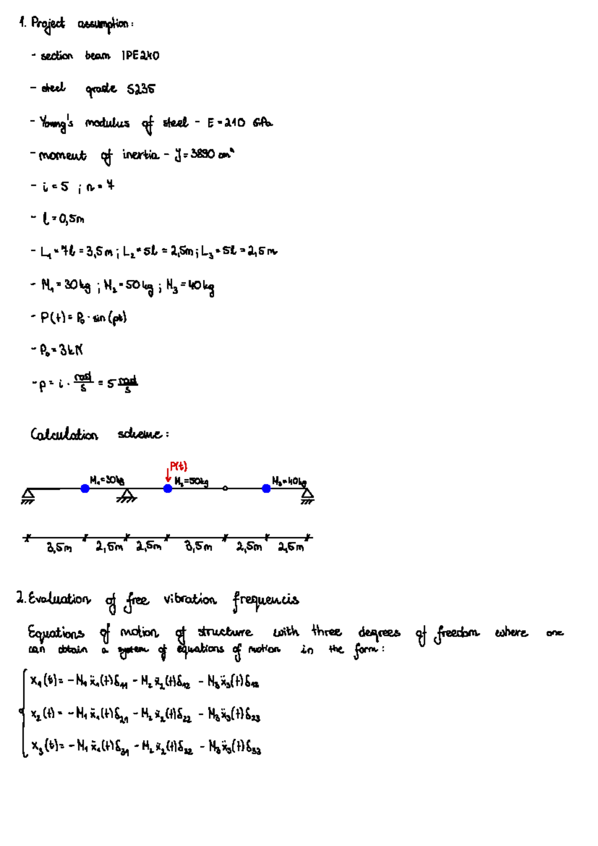 Projekt 1: Free Vibration Analysis of IPE240 Steel Beam Structure - Studocu