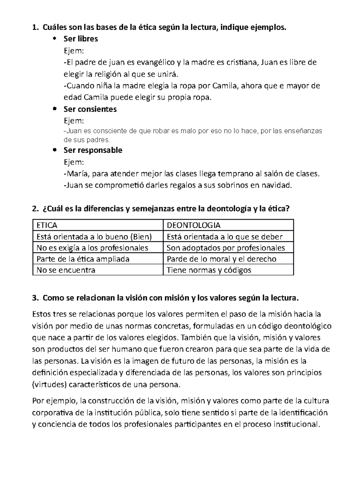 Cuáles son las bases de la ética según la lectura - 1. Cuáles son las ...