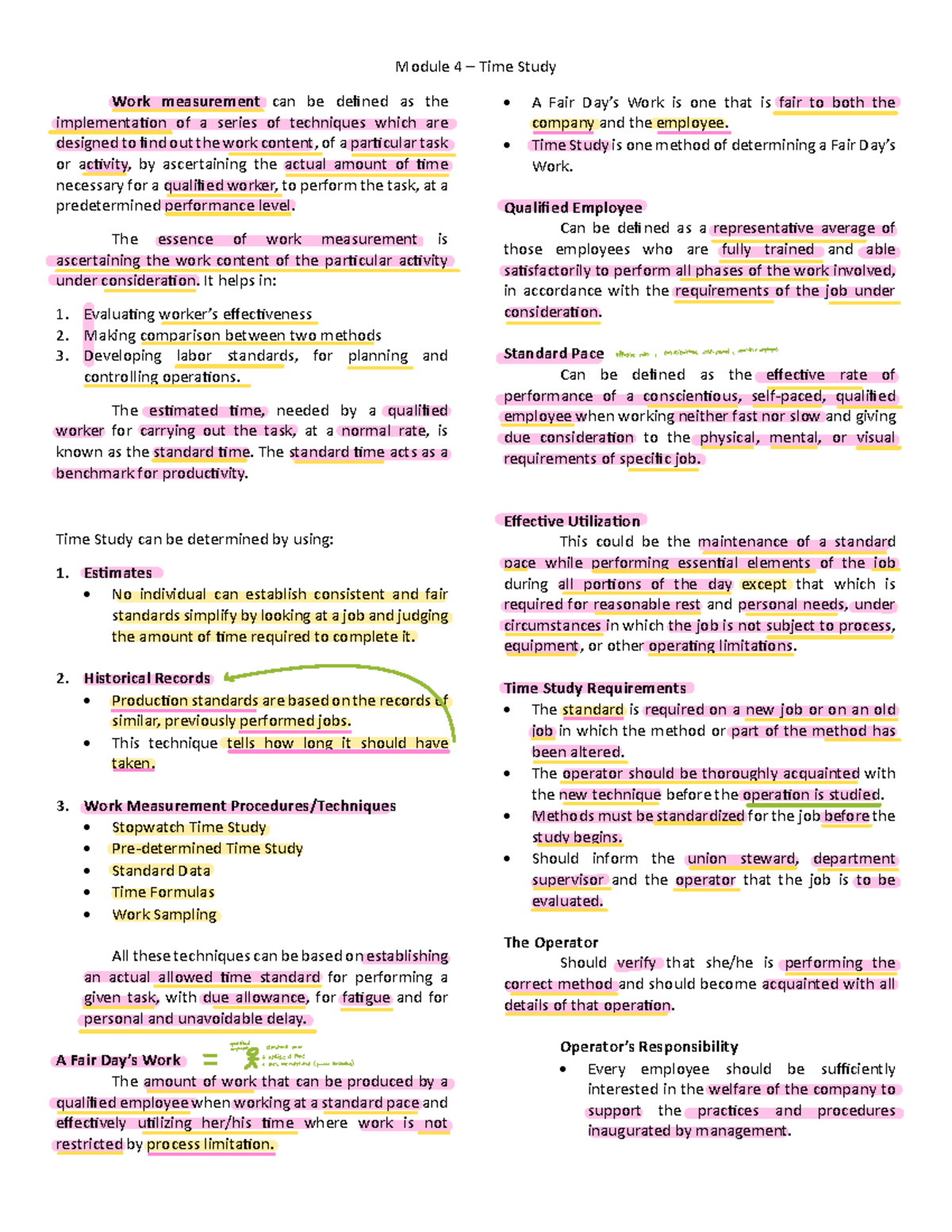 Module 4 Time Study: Techniques for Work Measurement and Line Balancing ...