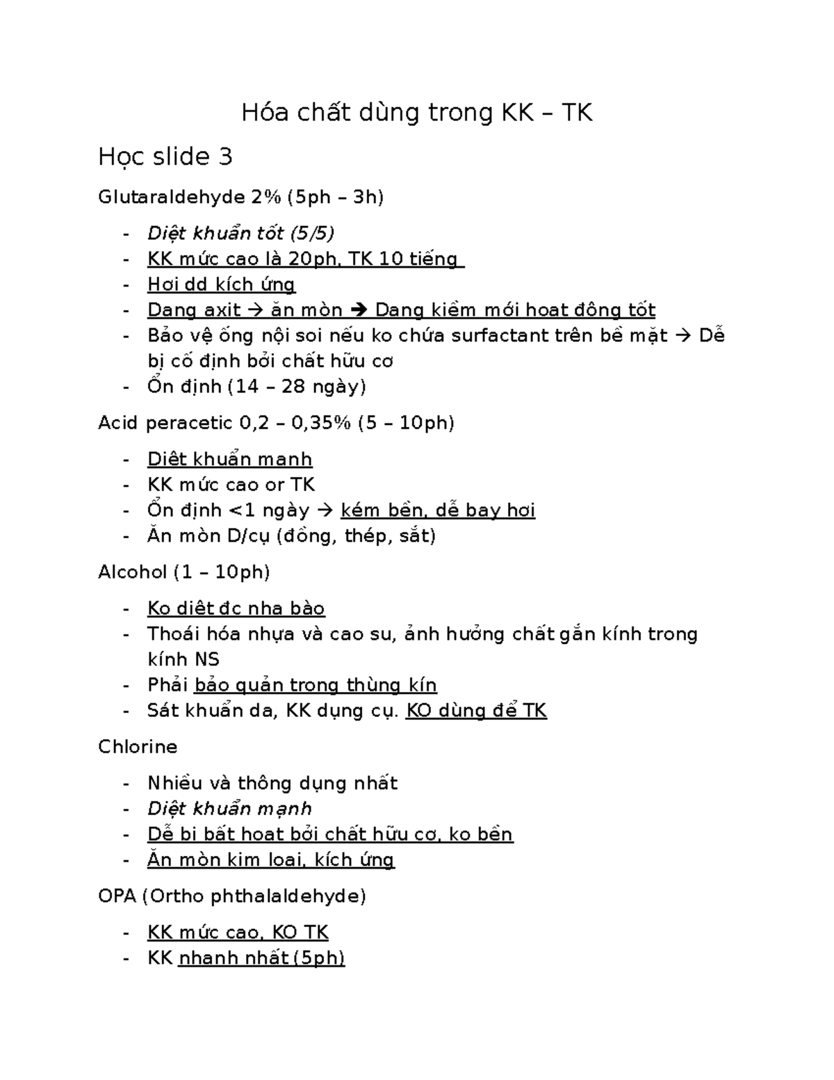 Hóa chất trong Khử Khuẩn và Tiệt Khuẩn - Slide 3 - Studocu